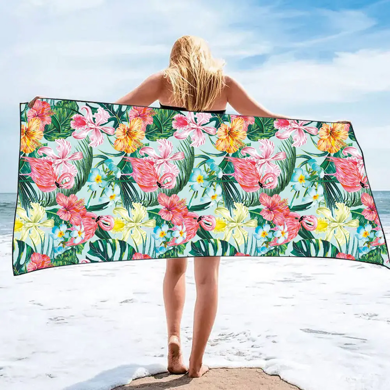 Quick Dry Sand Free Heat Transfer Print Microfiber Suede Swimming Pool ...